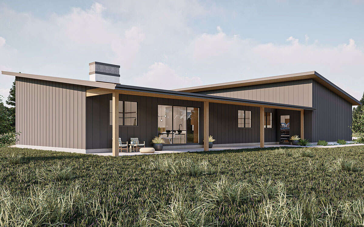 Barn Plan: 1,706 Square Feet, 3 Bedrooms, 2.5 Bathrooms - 963-00762