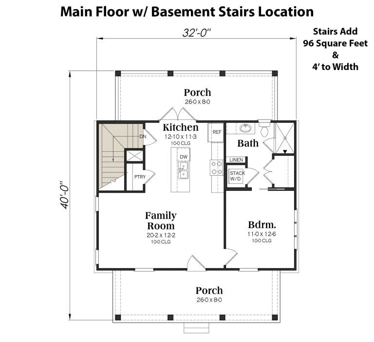 Modern Farmhouse Plan - 672 Square Feet, 1 Bedroom, 1 Bathroom | Floor ...