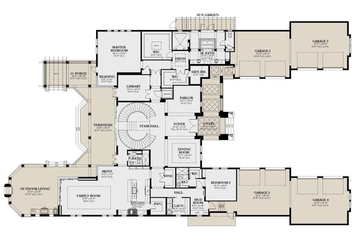 Mediterranean Plan - 8,409 Square Feet, 6 Bedrooms, 7.5 Bathrooms ...