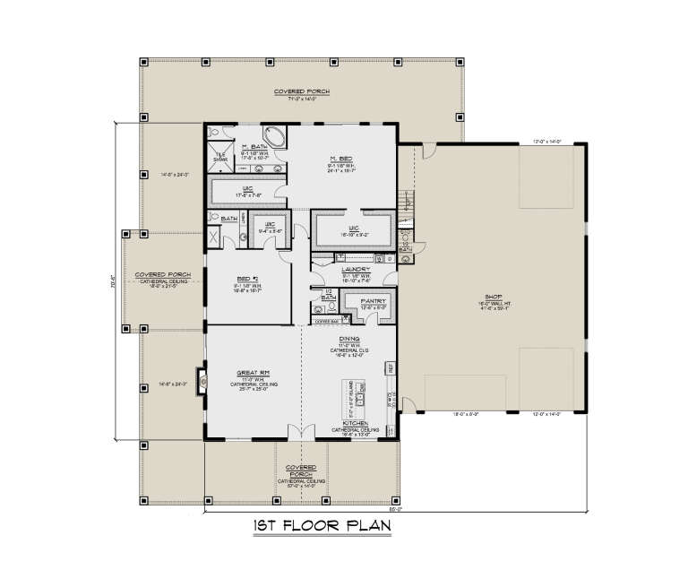 Barn Plan - 4,332 Square Feet, 2 Bedrooms, 2.5 Bathrooms | Floor Plan ...