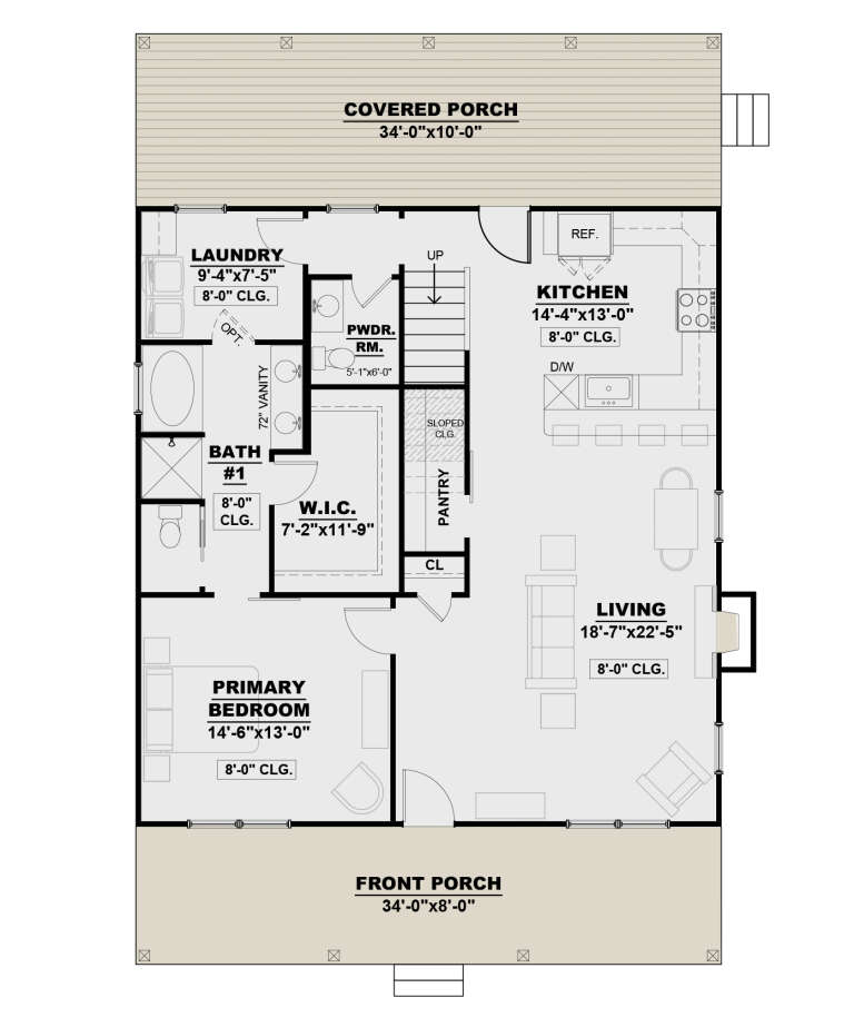 Cottage Plan - 1,675 Square Feet, 2 Bedrooms, 2.5 Bathrooms | Floor Plan #7568-00014 | America's ...
