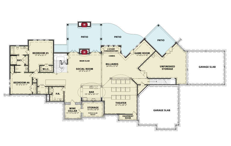 Craftsman Plan - 9,506 Square Feet, 6 Bedrooms, 6.5 Bathrooms | Floor ...
