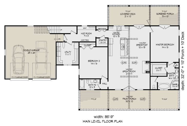 Farmhouse Plan - 2,349 Square Feet, 2 Bedrooms, 2 Bathrooms | Floor ...