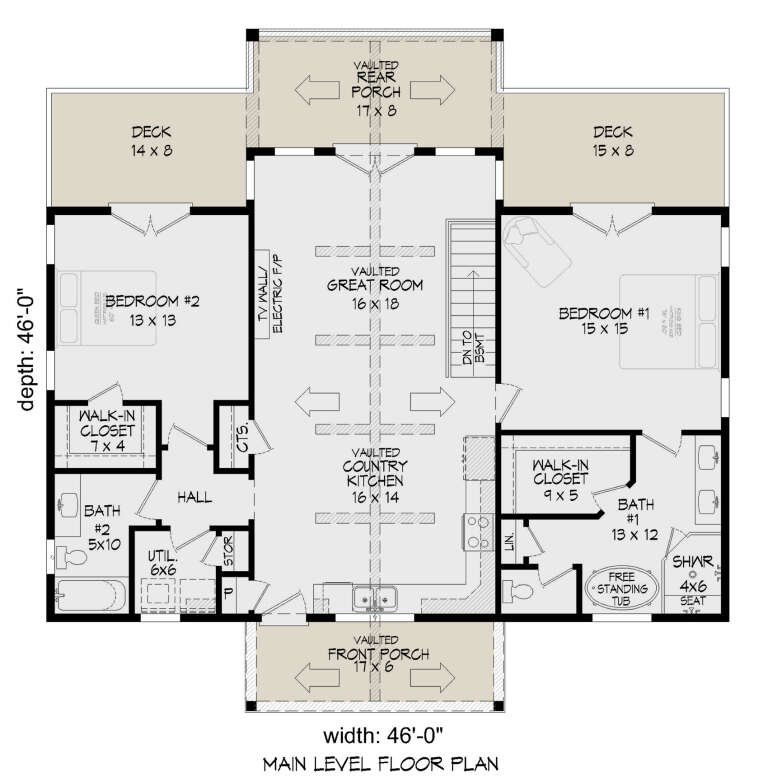 Mountain Plan - 1,357 Square Feet, 2 Bedrooms, 2 Bathrooms | Floor Plan ...