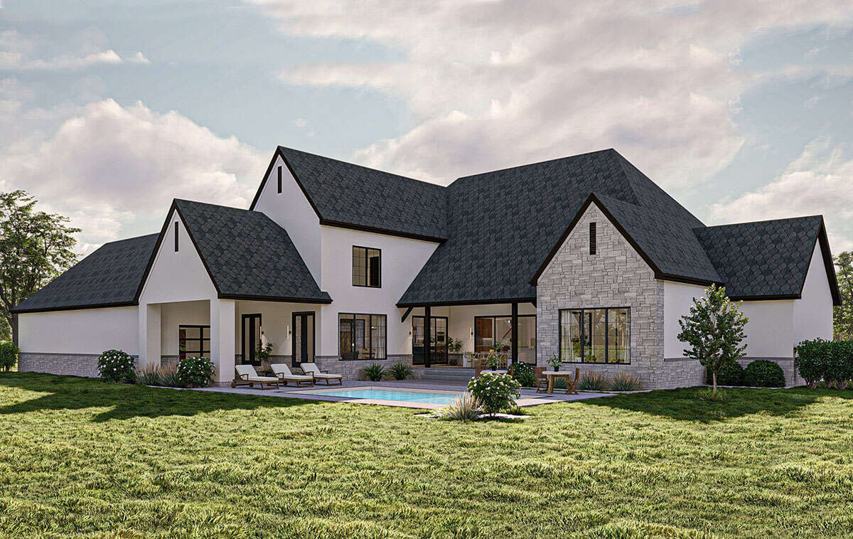 Modern Transitional Plan: 5,153 Square Feet, 5 Bedrooms, 5 Bathrooms ...
