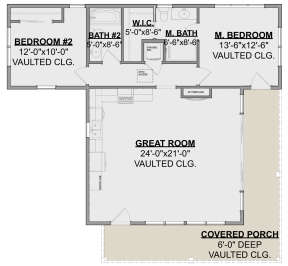 Modern Plan: 1,080 Square Feet, 2 Bedrooms, 2 Bathrooms - 1462-00051