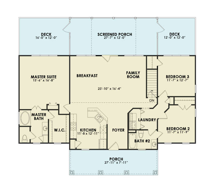 Craftsman Plan - 1,593 Square Feet, 3 Bedrooms, 2 Bathrooms | Floor Plan #699-00381 | America's ...