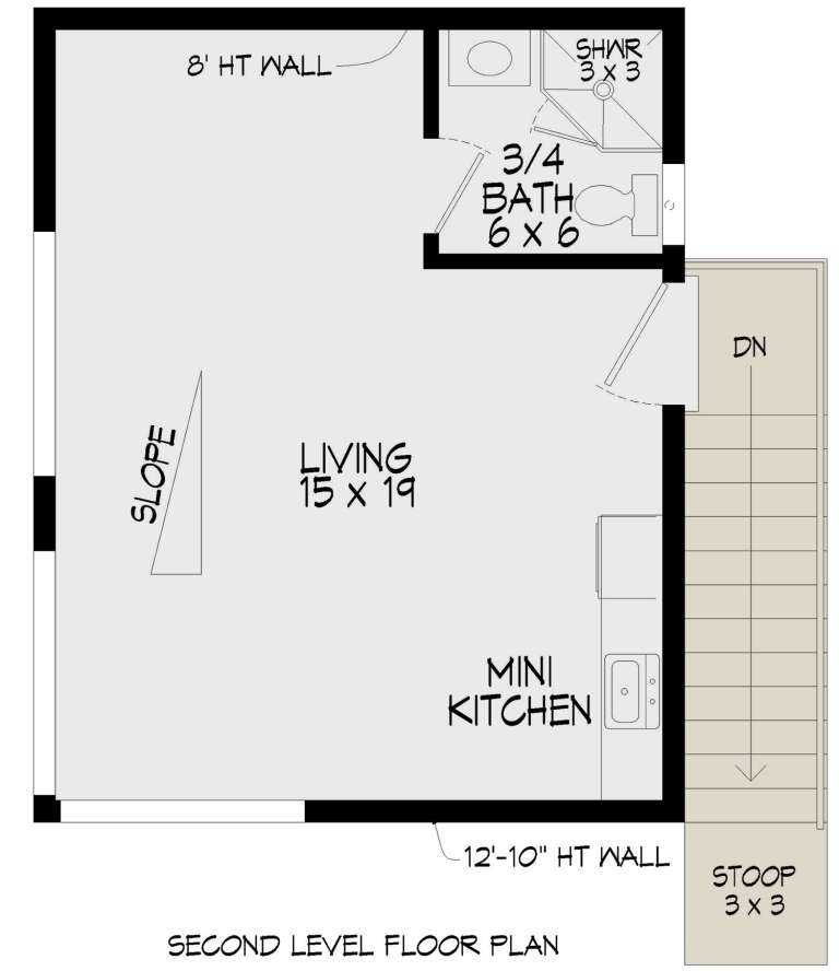 Modern 1 Car Garage Plan - 320 Square Feet, 1 Bedroom, 1 Bathroom ...