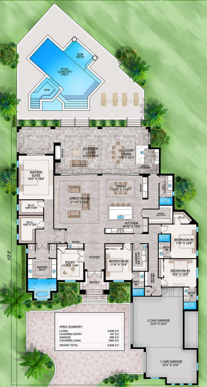 Coastal Plan: 3,508 Square Feet, 4 Bedrooms, 4 Bathrooms - 028-00179