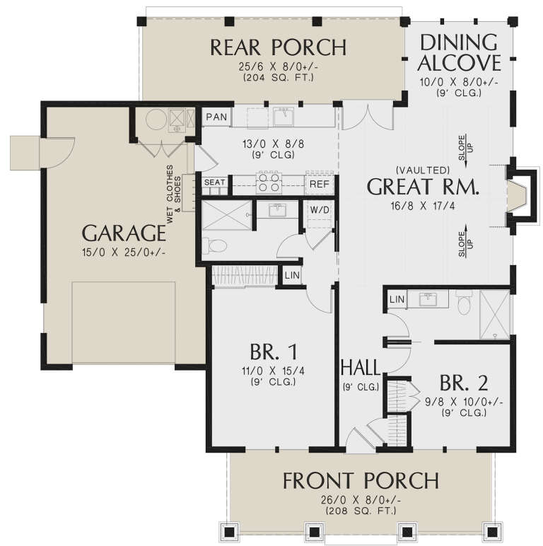 Craftsman Plan - 1,124 Square Feet, 2 Bedrooms, 2 Bathrooms | Floor ...