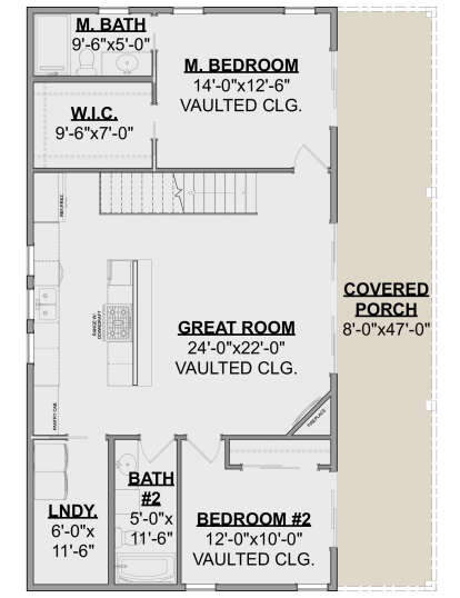 Modern Plan: 902 Square Feet, 2 Bedrooms, 2 Bathrooms - 1462-00047