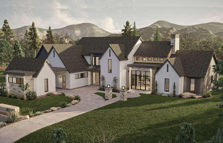 Modern Transitional Plan - 4,987 Square Feet, 5 Bedrooms, 4.5 Bathrooms ...