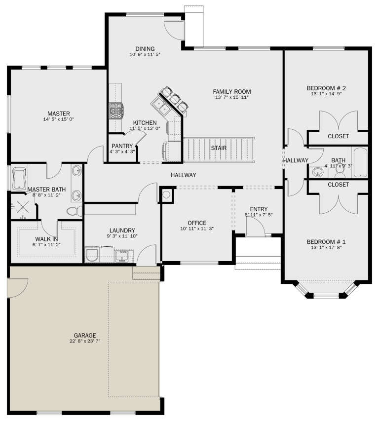 Traditional Plan - 2,009 Square Feet, 3 Bedrooms, 2 Bathrooms | Floor ...