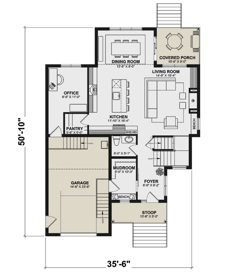 Modern Farmhouse Plan - 2,127 Square Feet, 4 Bedrooms, 1.5 Bathrooms | Floor Plan #034-01351 ...