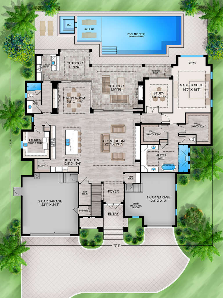 Contemporary Plan - 4,783 Square Feet, 4 Bedrooms, 5 Bathrooms | Floor ...
