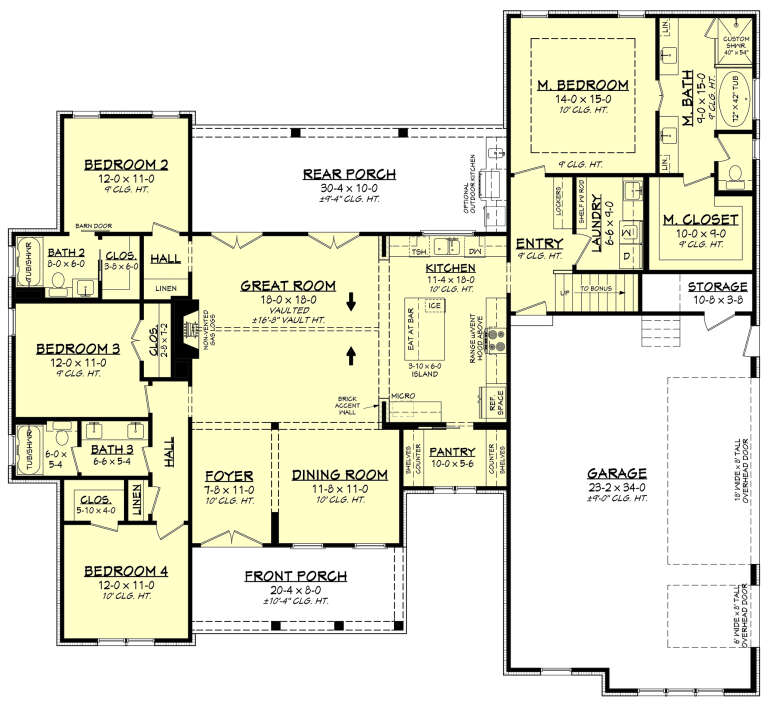 Modern Farmhouse Plan: 2,278 Square Feet, 4 Bedrooms, 3 Bathrooms - 041 ...