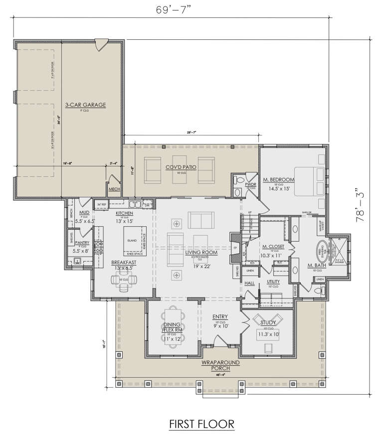 Modern Farmhouse Plan - 2,586 Square Feet, 3 Bedrooms, 2.5 Bathrooms ...