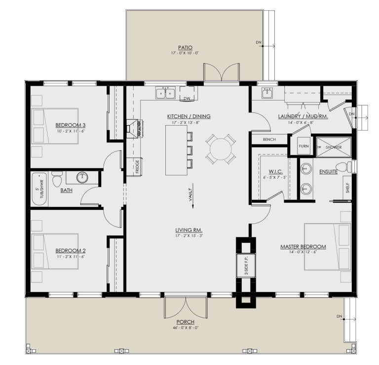 Modern Plan - 1,378 Square Feet, 3 Bedrooms, 2 Bathrooms | Floor Plan ...