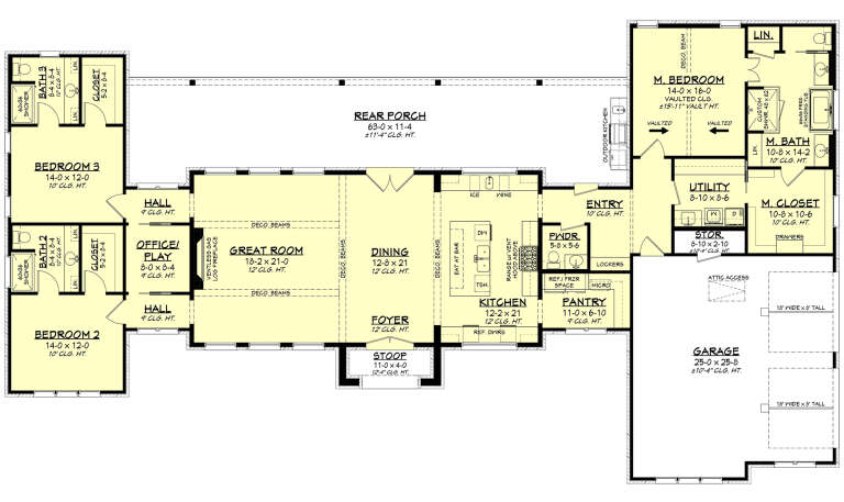 Modern Plan: 2,650 Square Feet, 3 Bedrooms, 3.5 Bathrooms - 041-00354