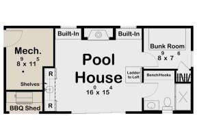 Barn Pool House Plan - 685 Square Feet, 1 Bedroom, 1 Bathroom | Floor ...