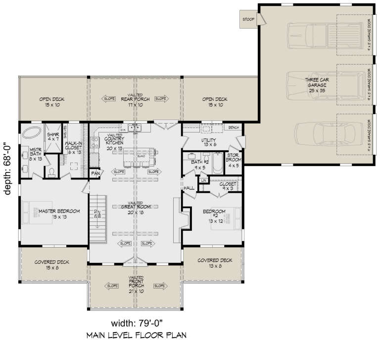 Craftsman Plan - 1,485 Square Feet, 2 Bedrooms, 2 Bathrooms | Floor ...