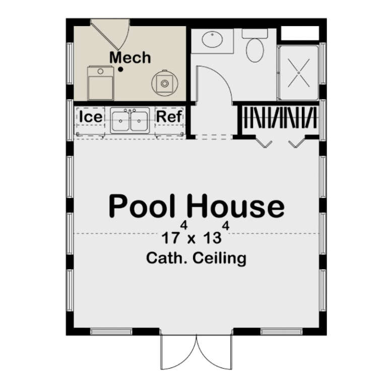 Cottage Pool House Plan - 349 Square Feet, 1 Bathroom | Floor Plan #963 ...