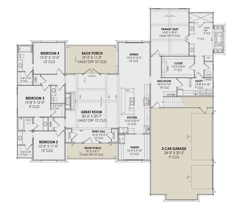 Modern Transitional Plan - 2,877 Square Feet, 4 Bedrooms, 3.5 Bathrooms | Floor Plan #7983-00045 ...