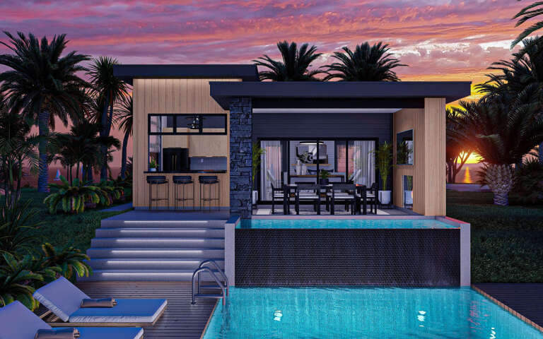 Modern Pool House Plan - 623 Square Feet, 0.5 Bathroom | Floor Plan ...