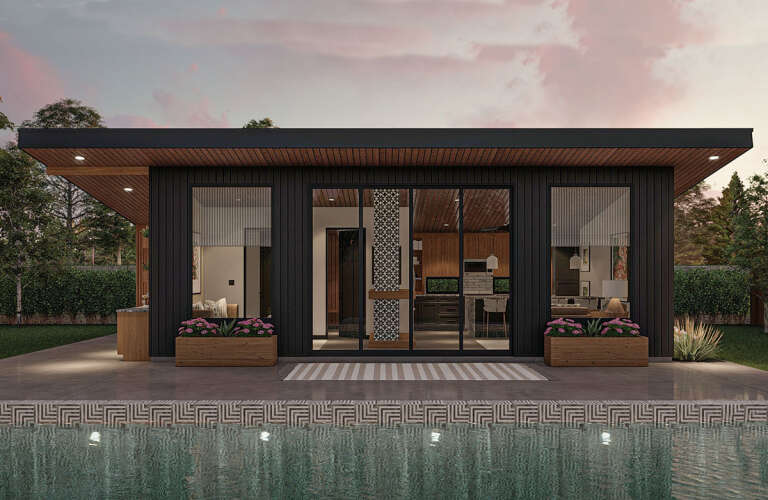 Modern Pool House Plan - 720 Square Feet, 1 Bathroom | Floor Plan #963 ...