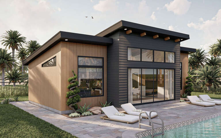 Modern Pool House Plan - 792 Square Feet, 1 Bathroom | Floor Plan #963 ...