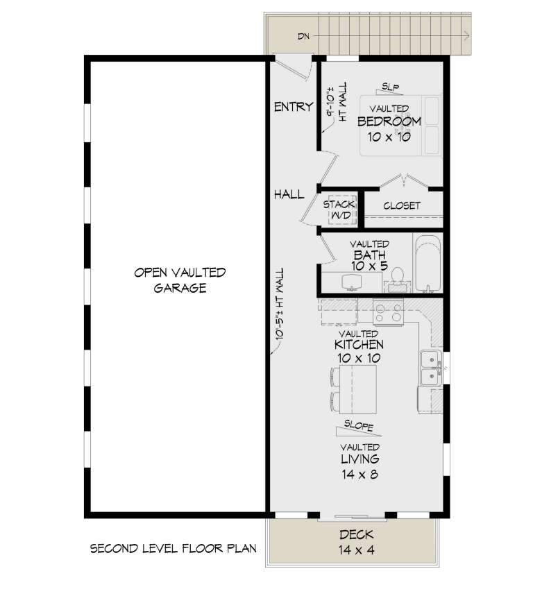 Modern 2 Car Garage Plan - 575 Square Feet, 1 Bedroom, 1 Bathroom ...