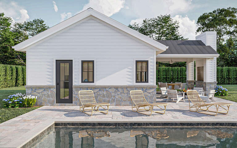Craftsman Pool House Plan - 527 Square Feet, 1 Bedroom, 1 Bathroom ...