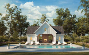 Modern Farmhouse Pool House Plan - 242 Square Feet, 0.5 Bathroom ...