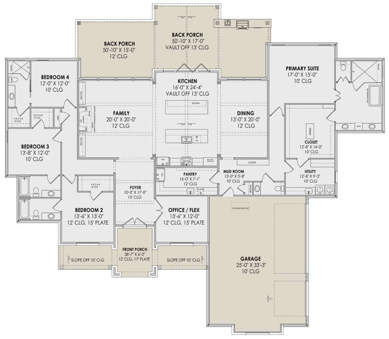 Modern Farmhouse Plan - 3,615 Square Feet, 4 Bedrooms, 4.5 Bathrooms ...