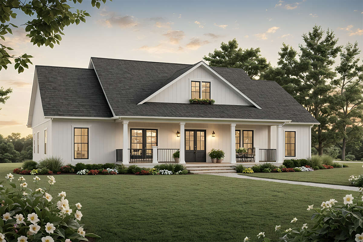 Modern Farmhouse Plan: 1,800 Square Feet, 3 Bedrooms, 2.5 Bathrooms - 348-00319
