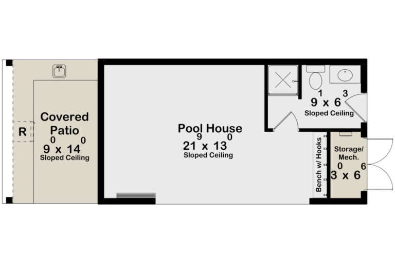 Modern Pool House Plan - 345 Square Feet, 1 Bathroom | Floor Plan #963 ...