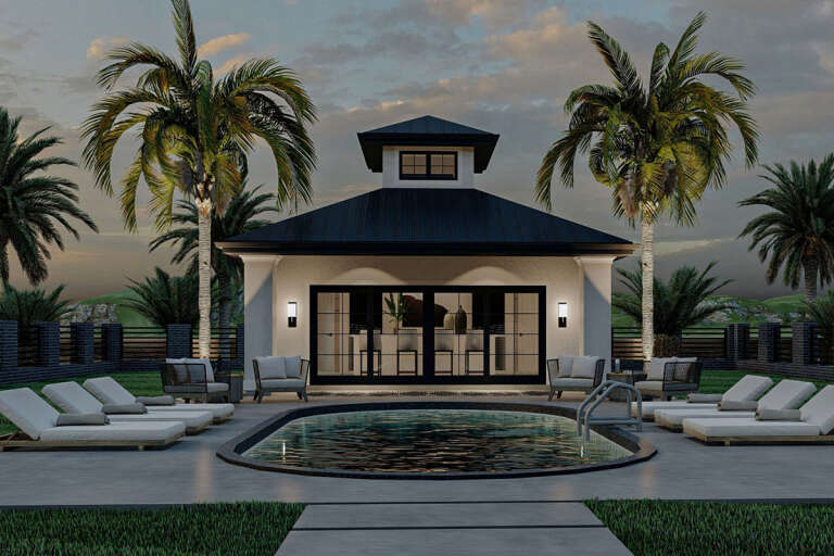 Modern Pool House Plan - 364 Square Feet, 0.5 Bathroom | Floor Plan ...