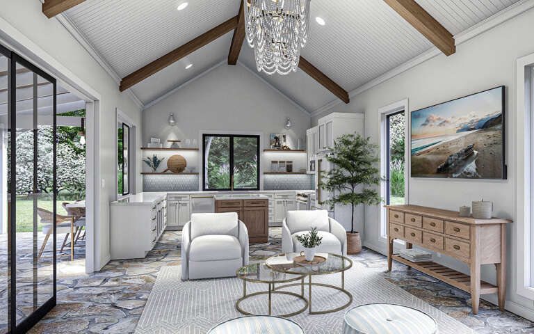 Modern Farmhouse Pool House Plan - 542 Square Feet, 1 Bathroom | Floor ...