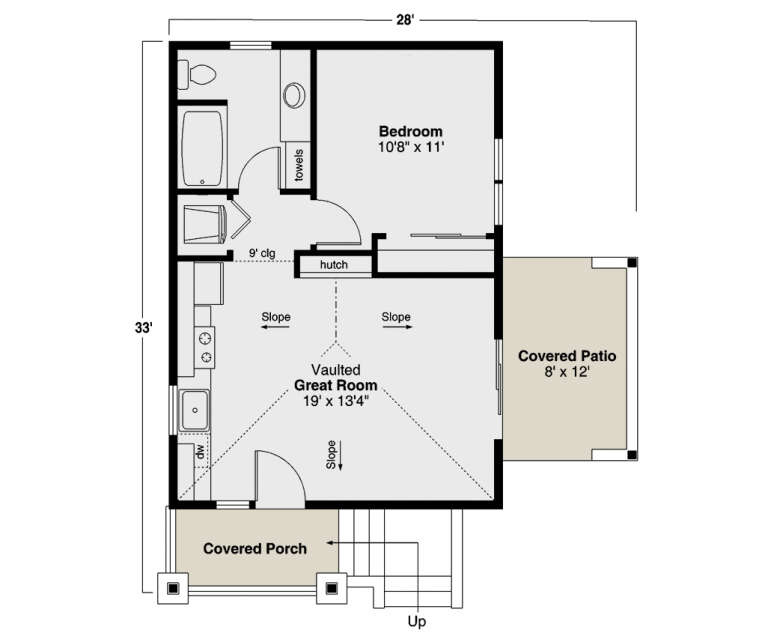 Cottage Plan - 560 Square Feet, 1 Bedroom, 1 Bathroom | Floor Plan #035 ...