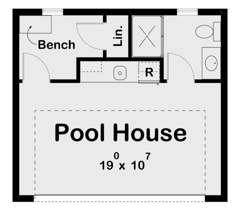 Modern Pool House Plan - 360 Square Feet, 1 Bathroom | Floor Plan #963 ...