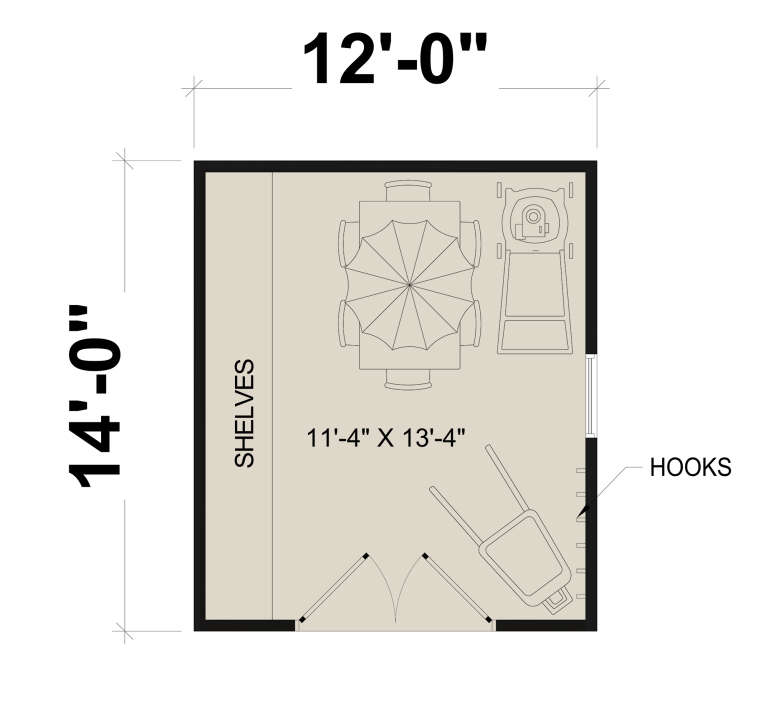 Modern Farmhouse Shed Plan - 168 Square Feet | Floor Plan #034-01369 ...