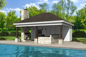 Traditional Pool House Plan - 128 Square Feet, 1 Bathroom | Floor Plan ...