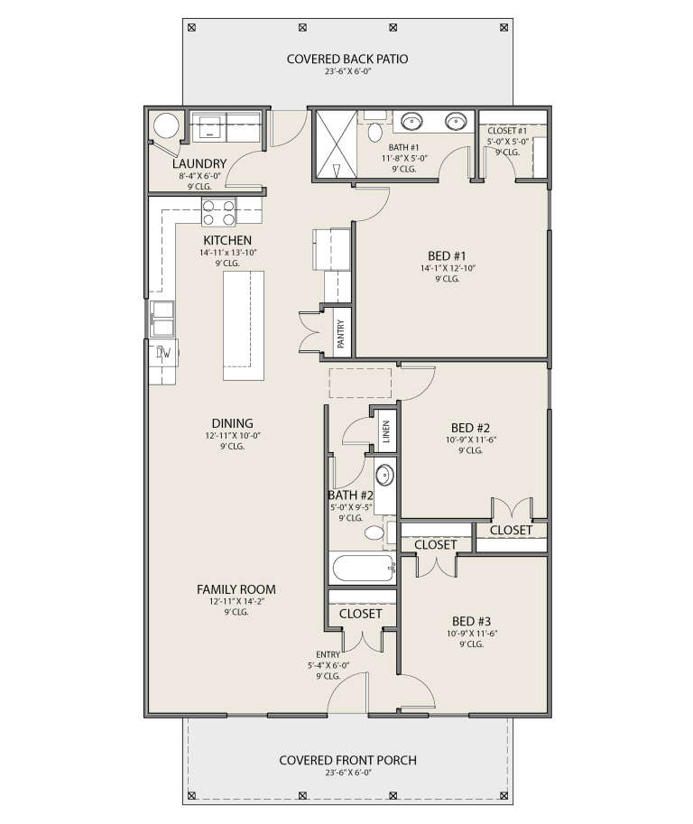 Cottage Plan - 1,350 Square Feet, 3 Bedrooms, 2 Bathrooms | Floor Plan ...
