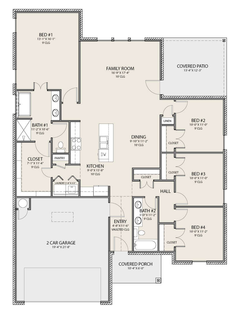 Ranch Plan - 1,691 Square Feet, 4 Bedrooms, 2 Bathrooms | Floor Plan ...