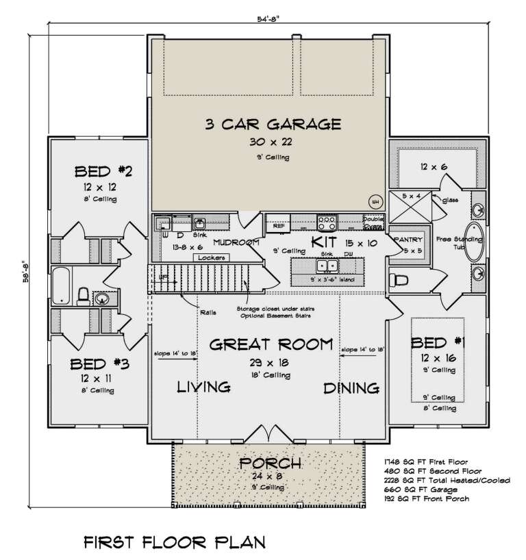 Modern Farmhouse Plan - 2,228 Square Feet, 4 Bedrooms, 3 Bathrooms | Floor Plan #4848-00416 ...