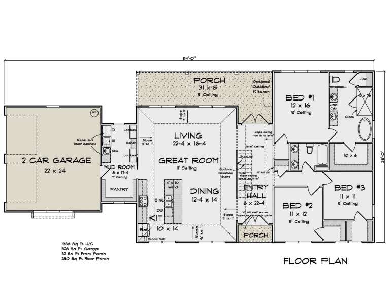 Farmhouse Plan - 1,938 Square Feet, 3 Bedrooms, 2 Bathrooms | Floor Plan #4848-00419 | America's ...