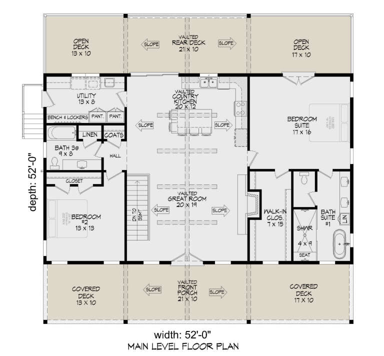 Country Plan - 1,664 Square Feet, 2-4 Bedrooms, 2 Bathrooms | Floor ...