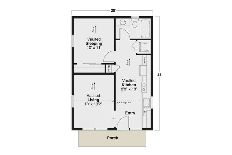 Contemporary Plan - 560 Square Feet, 1 Bedroom, 1 Bathroom | Floor Plan ...