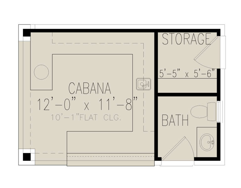 Craftsman Pool House Plan - 72 Square Feet, 0.5 Bathroom | Floor Plan ...