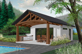 Modern Pool House Plan - 200 Square Feet, 1 Bathroom | Floor Plan #034 ...